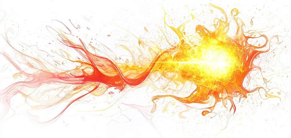 Arcane Light Effects Emanating from a Mystical Core, on White ...