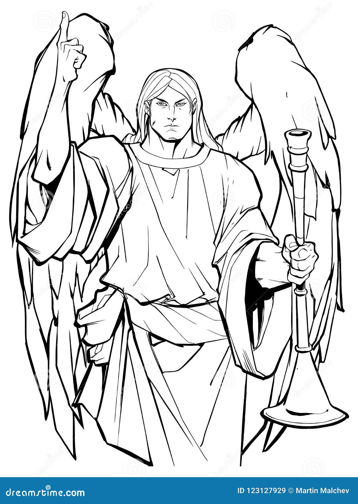 Arcanjo Gabriel Line Art ilustração do vetor. Ilustração de judeu ...