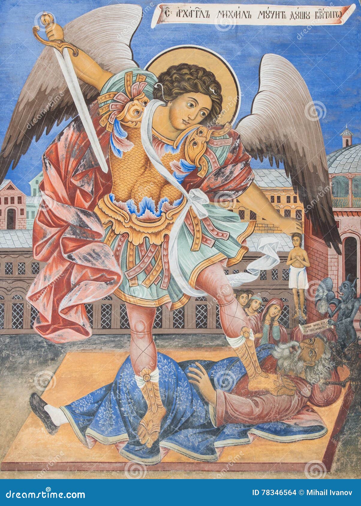 Arcanjo Michael Icon imagem de stock editorial. Imagem de fresco - 78346564