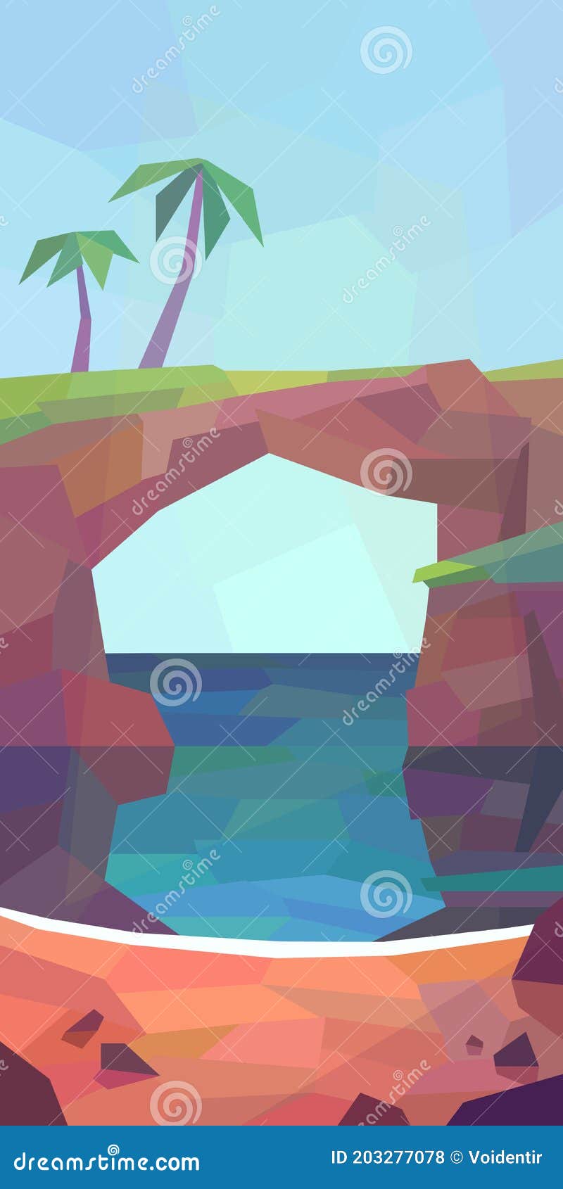 Low Poly Natural Arch in Water Stock Vector - Illustration of ground ...