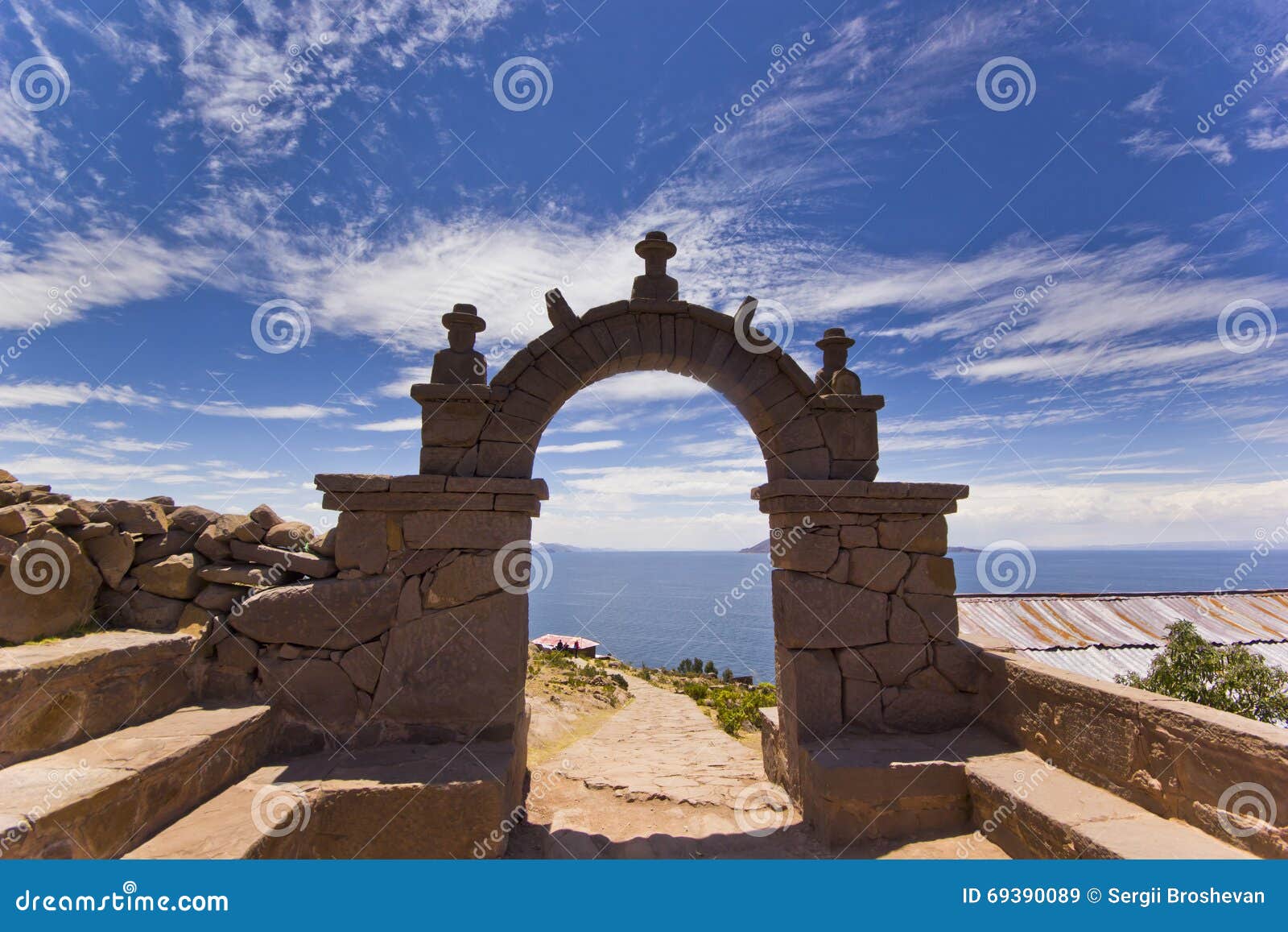 Arch Above Titicaca Lake in Peru Stock Image - Image of latin, country ...