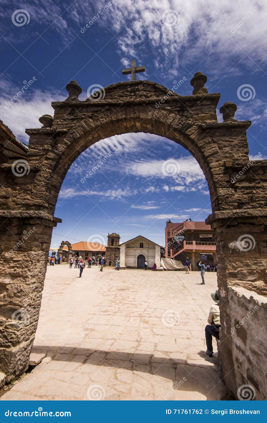 Arch Above Titicaca Lake in Peru Stock Photo - Image of amantani ...