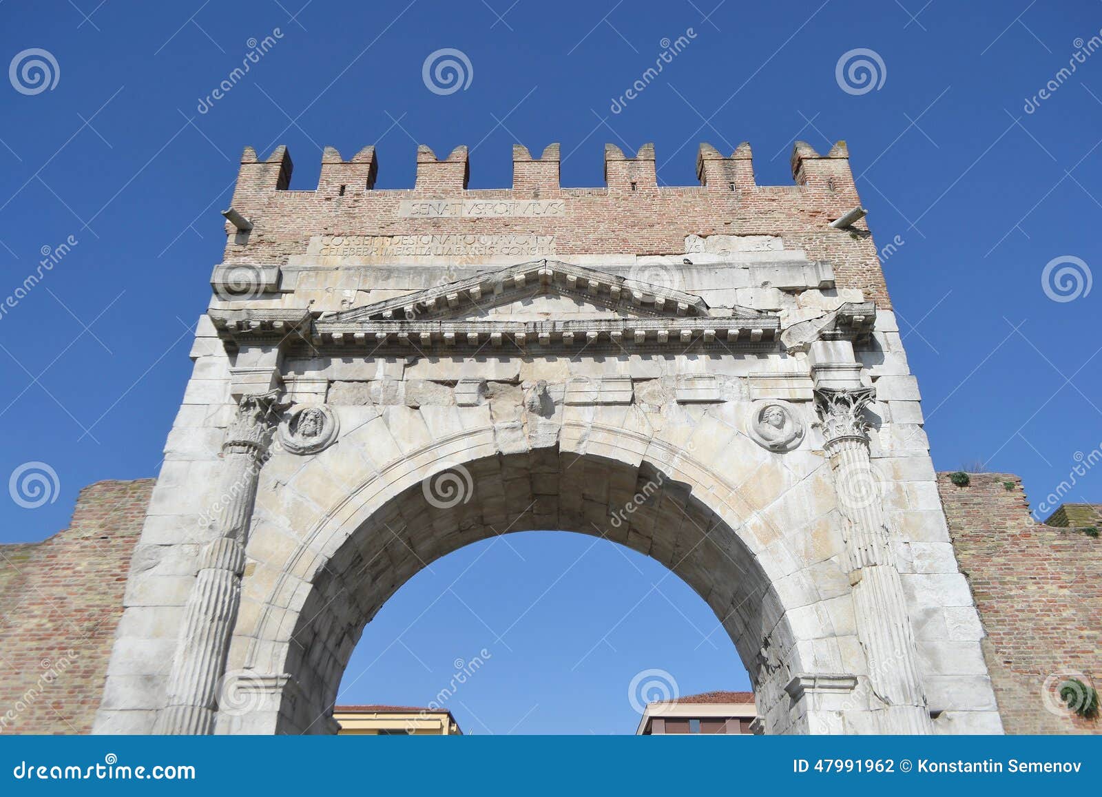 Arch of Augustus in Rimini stock photo. Image of frontage - 47991962