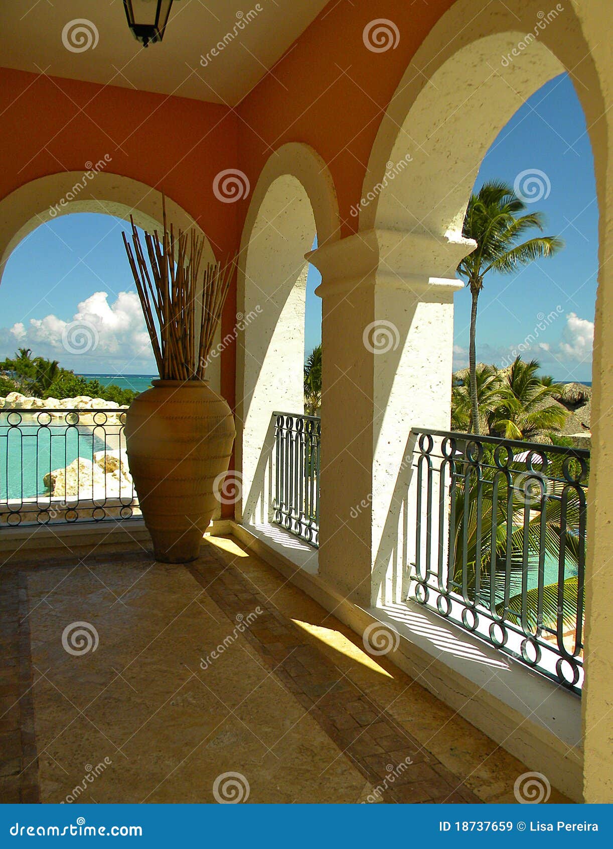 Arch Balcony in Secrets Sanctuary Resort DR Stock Image - Image of clay ...