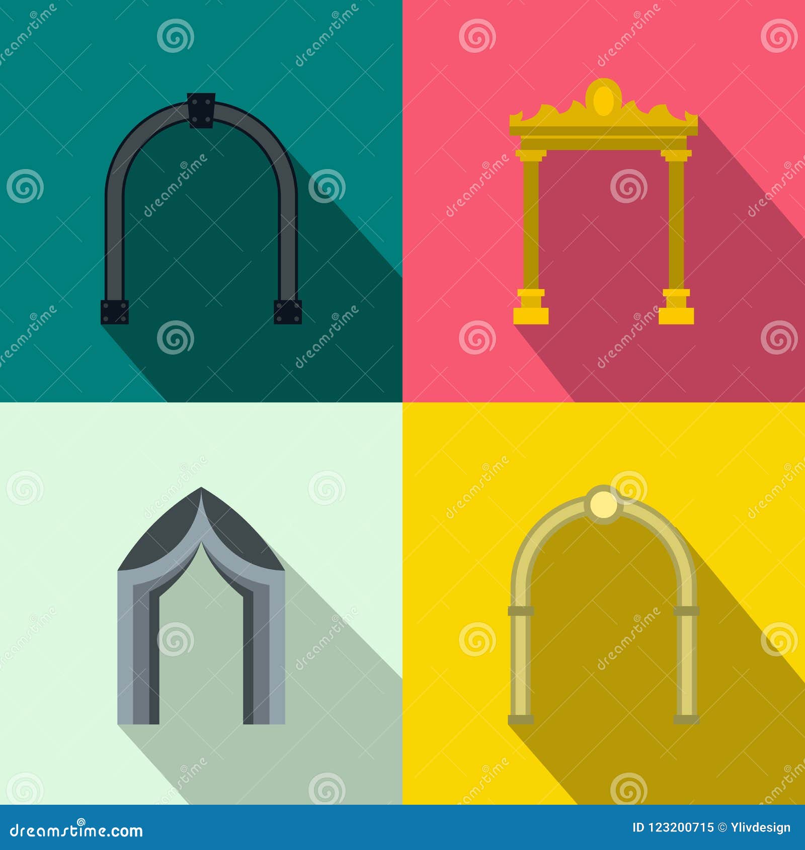Arch Banner Set, Flat Style Stock Illustration - Illustration of built ...
