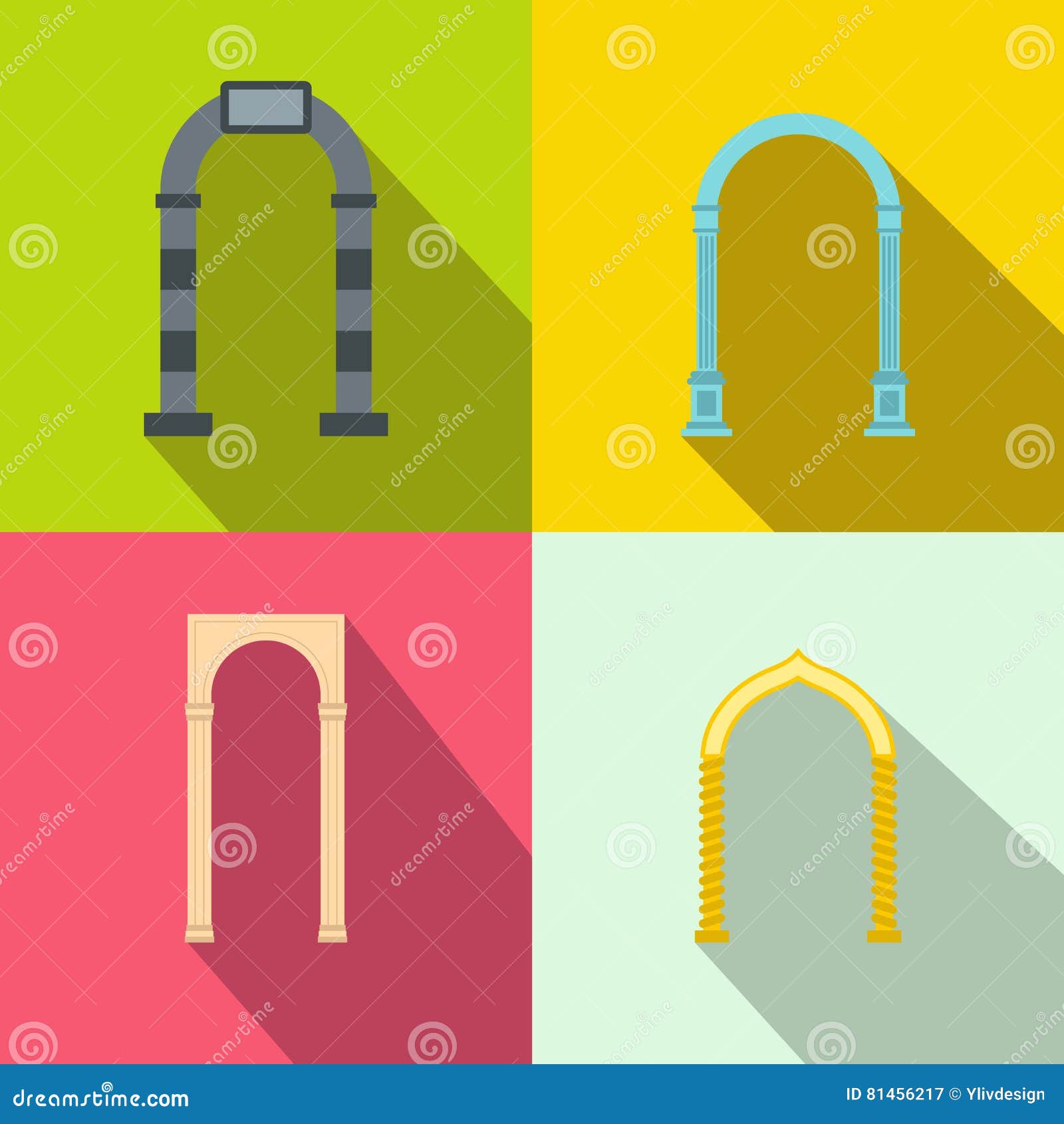 Arch Banner Set, Flat Style Stock Vector - Illustration of door ...
