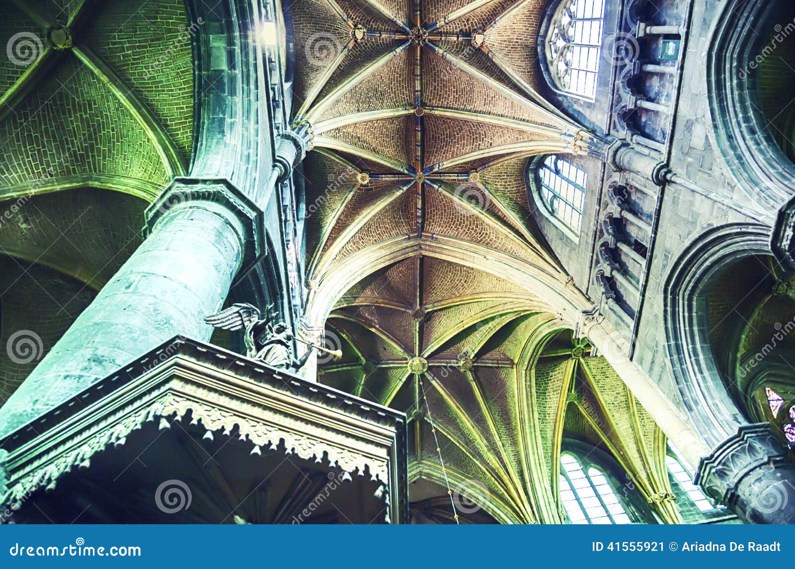Arch in Belgian Gothic Church Stock Image - Image of nave, tourism ...
