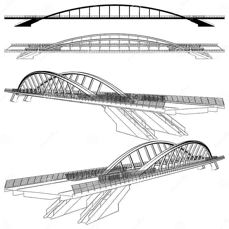 Arch Bridge Construction Structure Vector. Illustration Isolated on ...