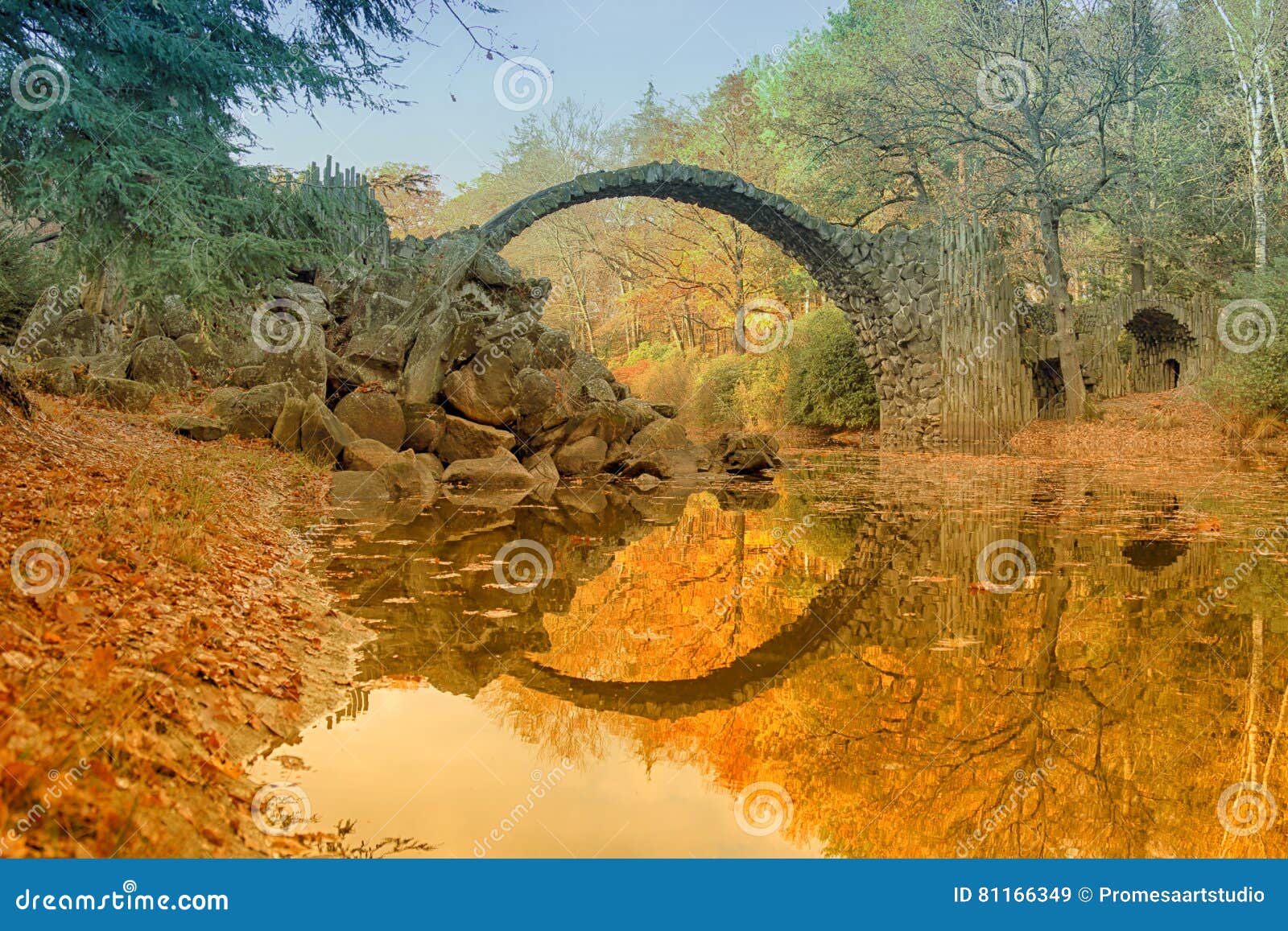 Arch Bridge in Kromlau. Amazing Place in Germany Stock Image - Image of ...