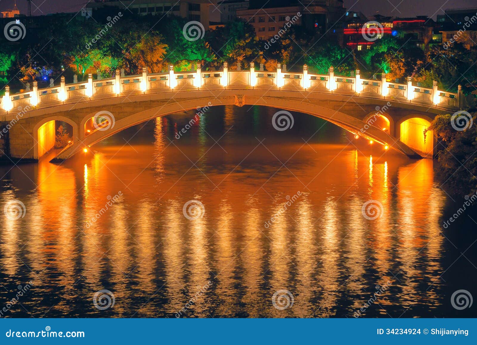 Arch bridge stock photo. Image of lamplight, scenery - 34234924