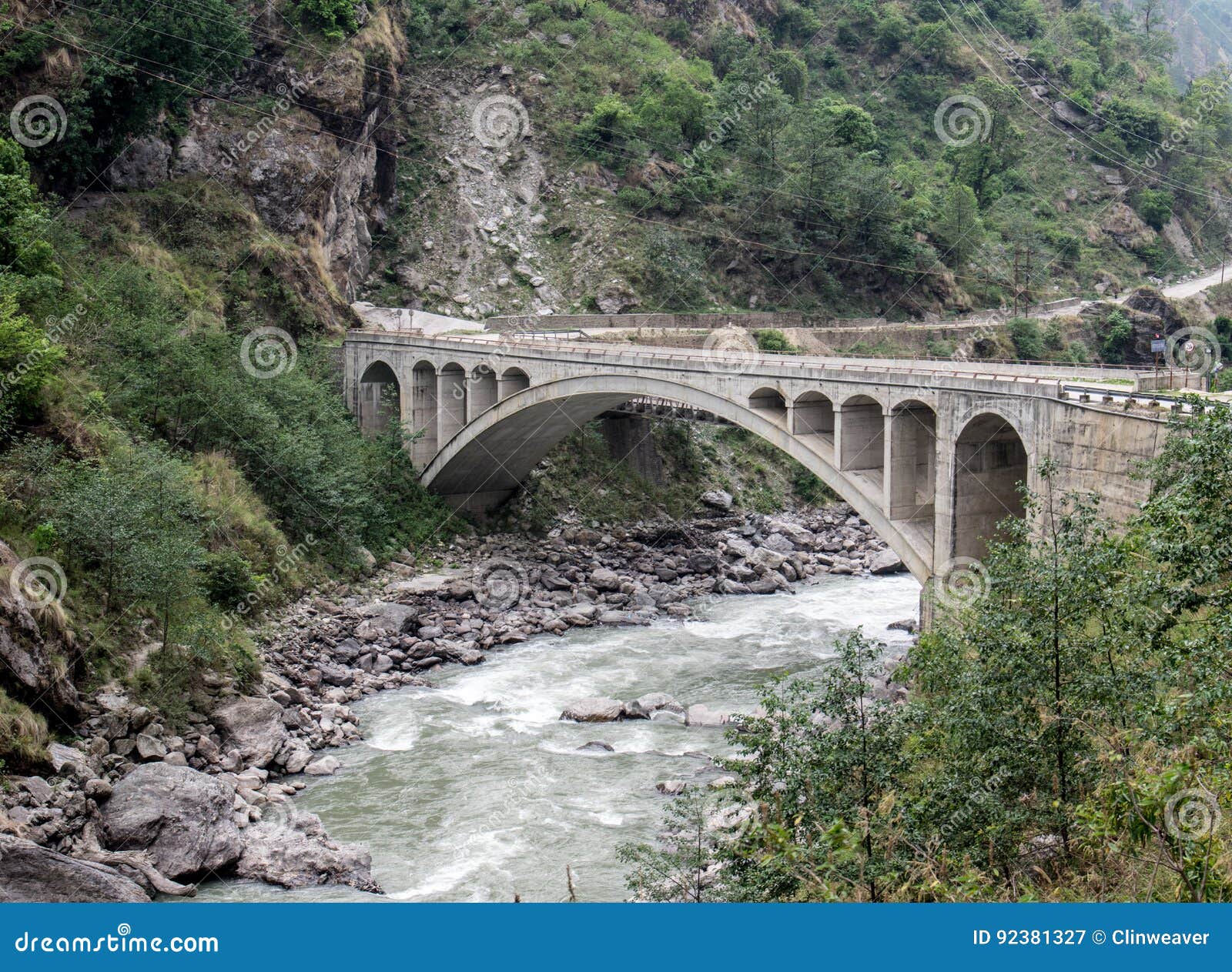 Arch Bridge over River stock image. Image of infrastructure - 92381327