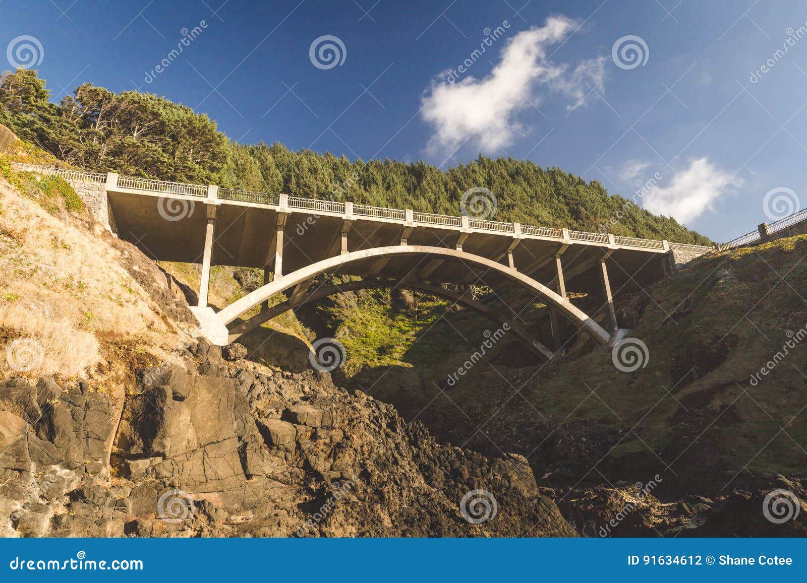 Arch Bridge Over Rocky Ravine Stock Photo - Image of street, railing ...