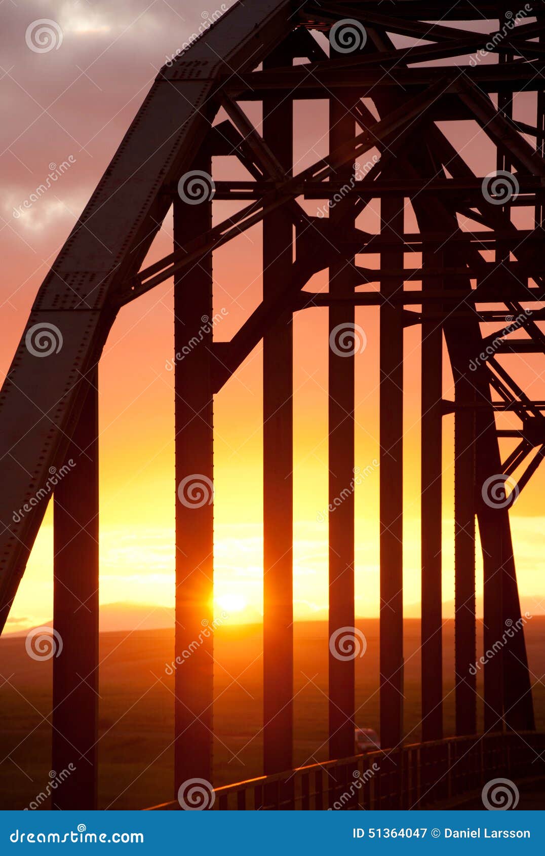 Arch bridge in sunset stock image. Image of reflections - 51364047