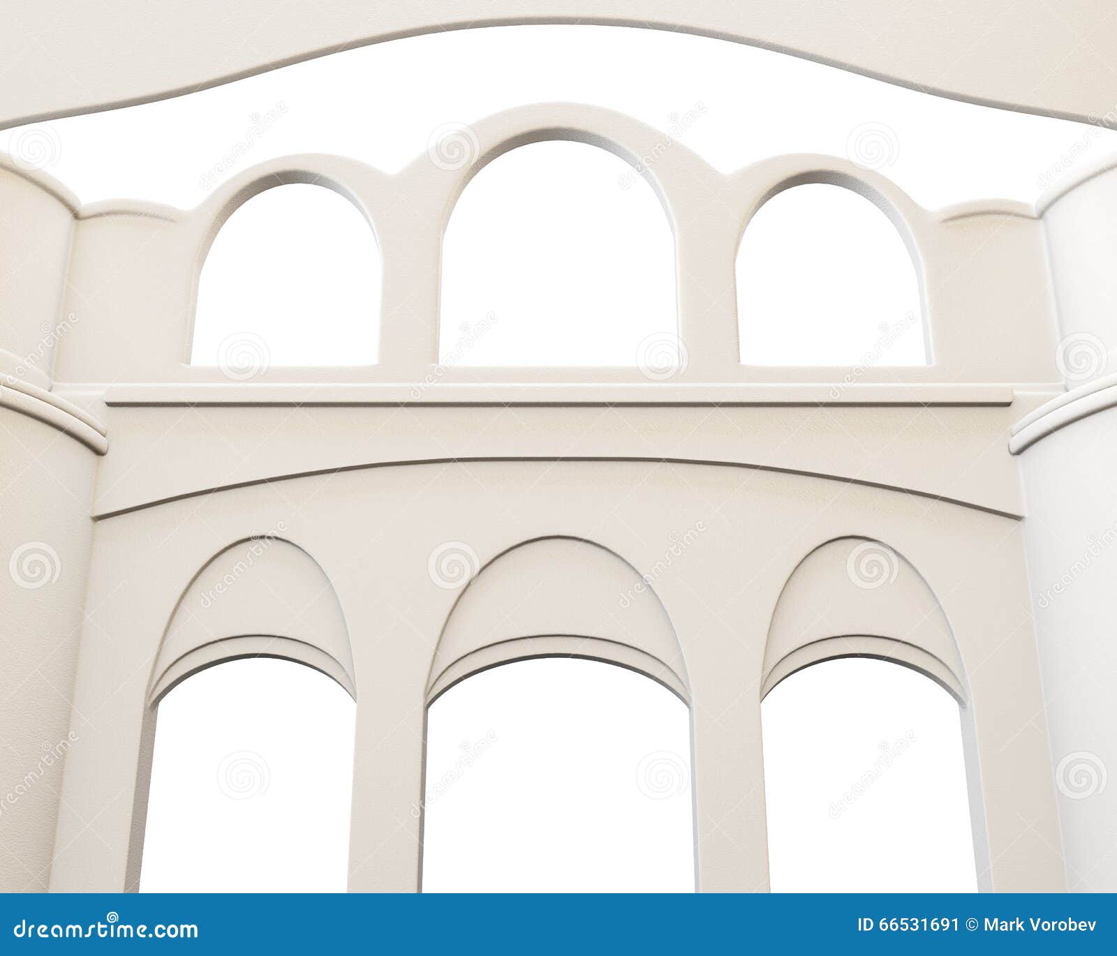 Arch Close Up on White Background. 3d Illustration Stock Illustration ...