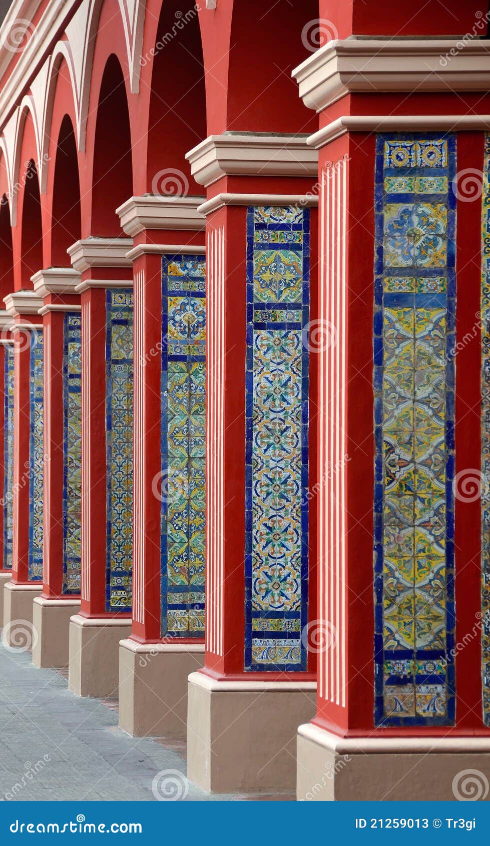 Arch Columns with Colorful Tiles - Lima Stock Image - Image of blue ...