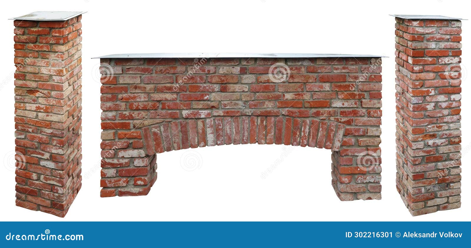 The Arch and Columns are Made from Old Reclaimed Red Bricks Isolated ...