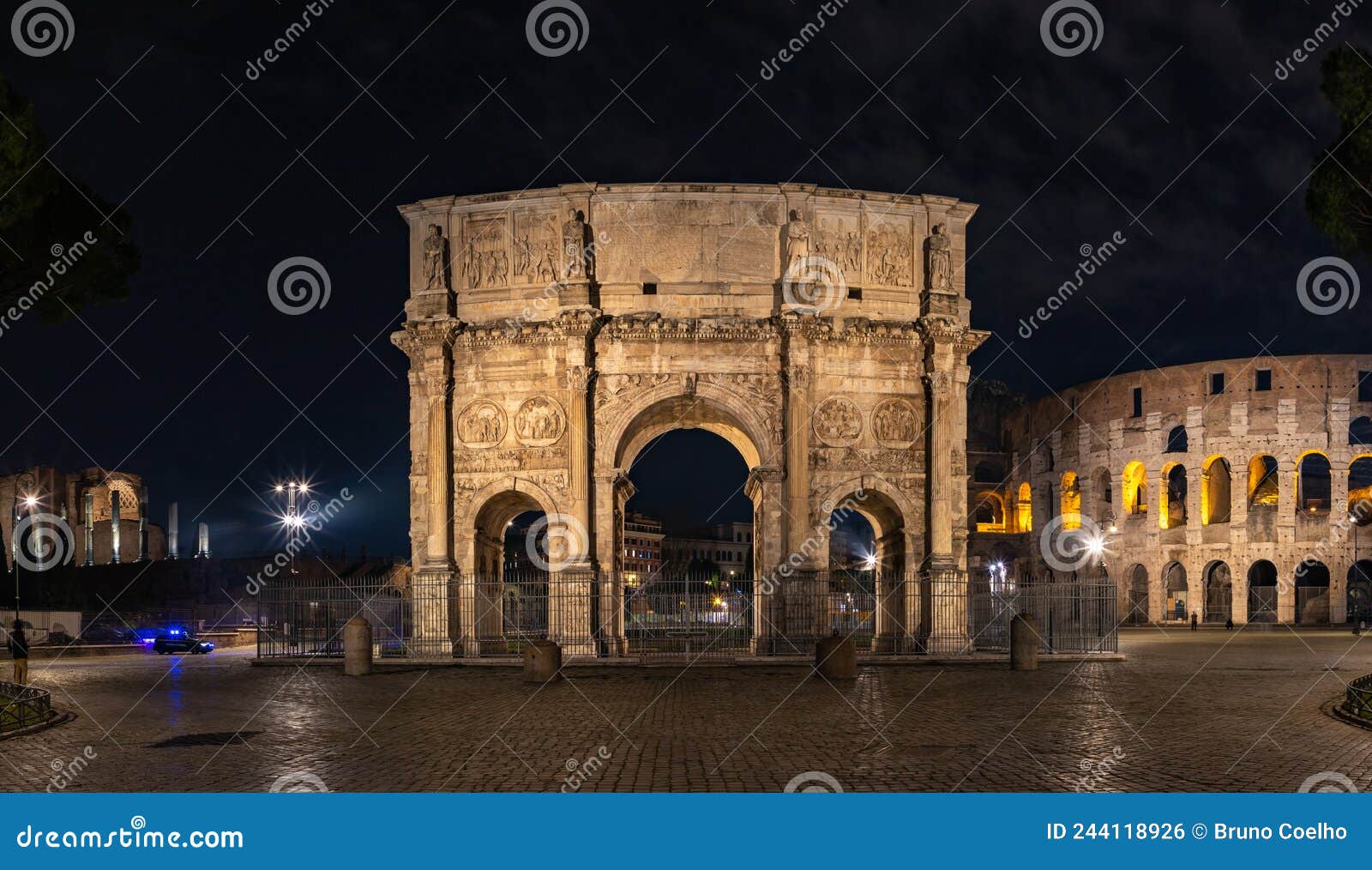 Arch of Constantine at Night Editorial Photo - Image of roma, lights ...