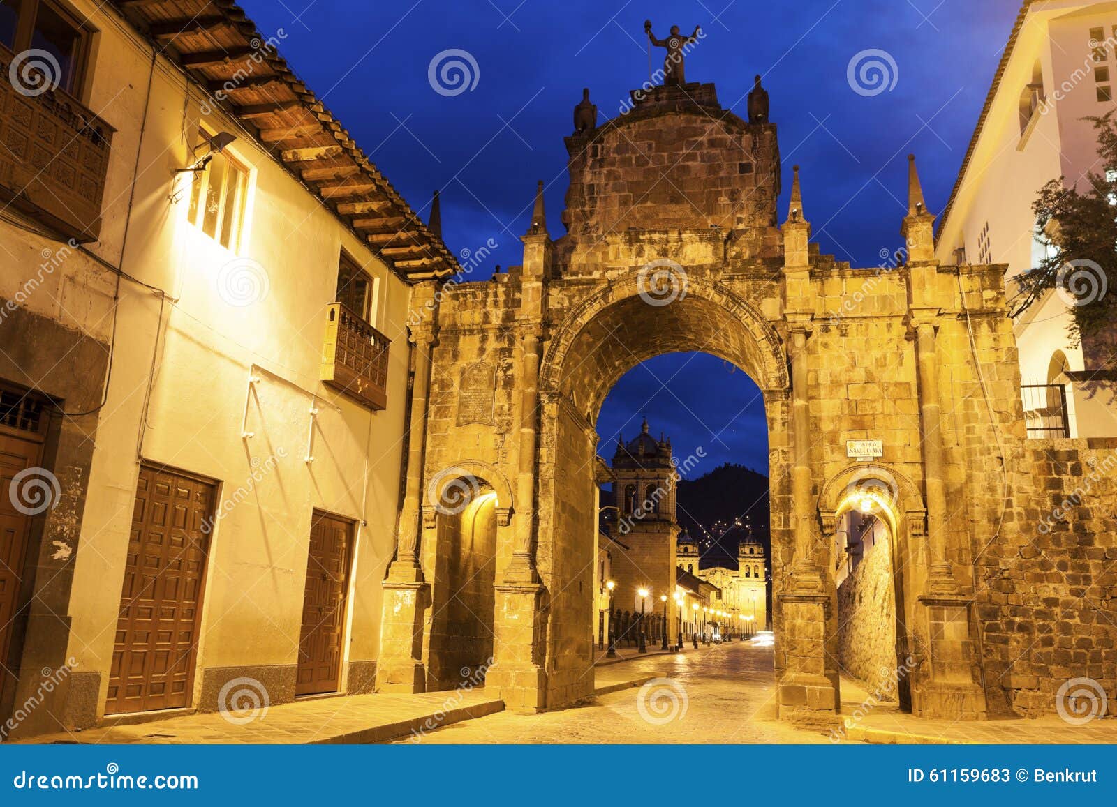 Arch in Cuzco stock image. Image of blue, travel, house - 61159683
