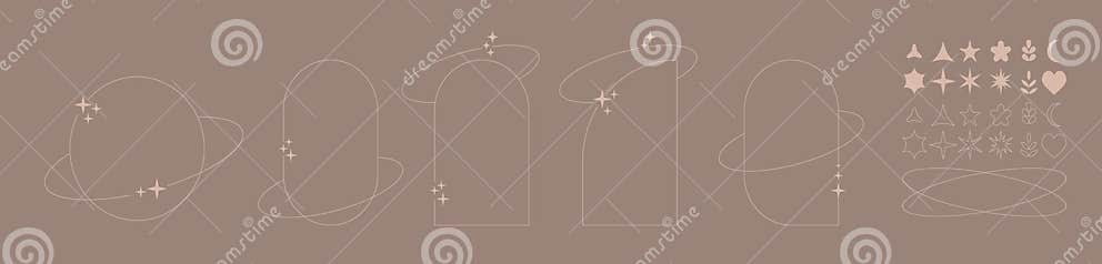 Arch Frame Aesthetic Element, Set Simple Frame and Elements, Simple ...