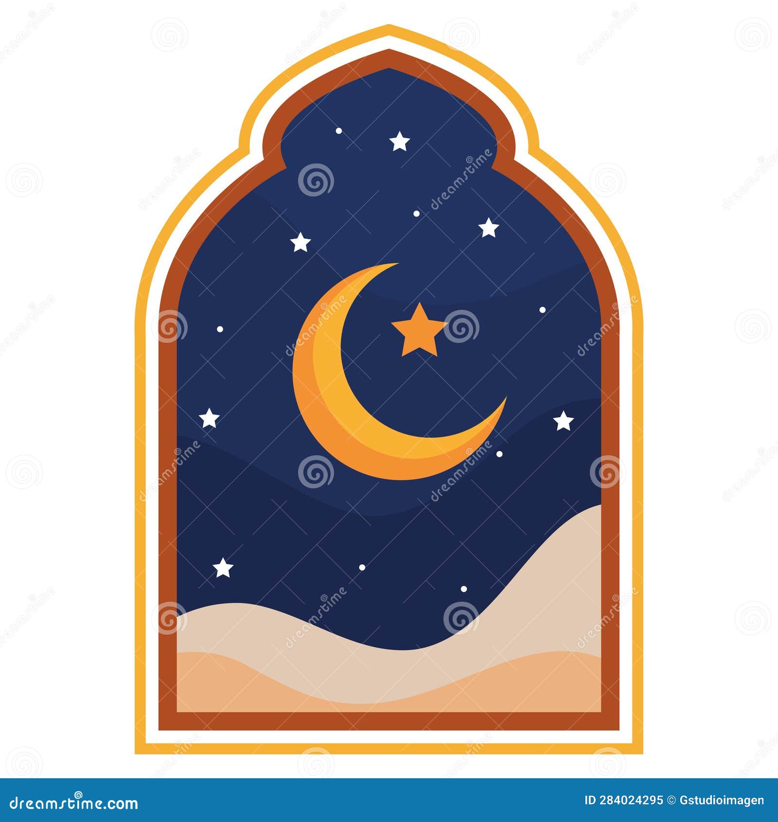 Arch Frame with Night Scene Stock Vector - Illustration of frame, arch ...