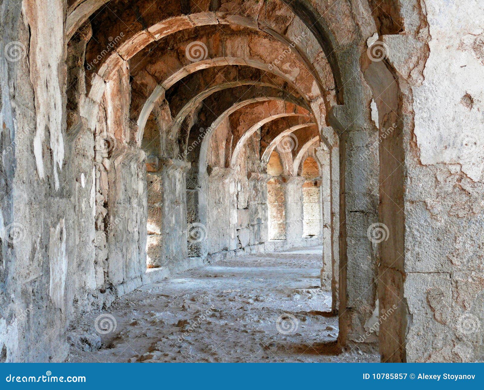 Arch Gallery in Ancient Amphitheater Stock Image - Image of turkey ...