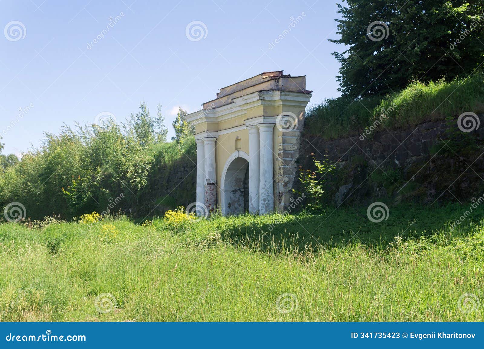 Arch with Gate, Ruins of Ancient Fortifications Stock Image - Image of ...