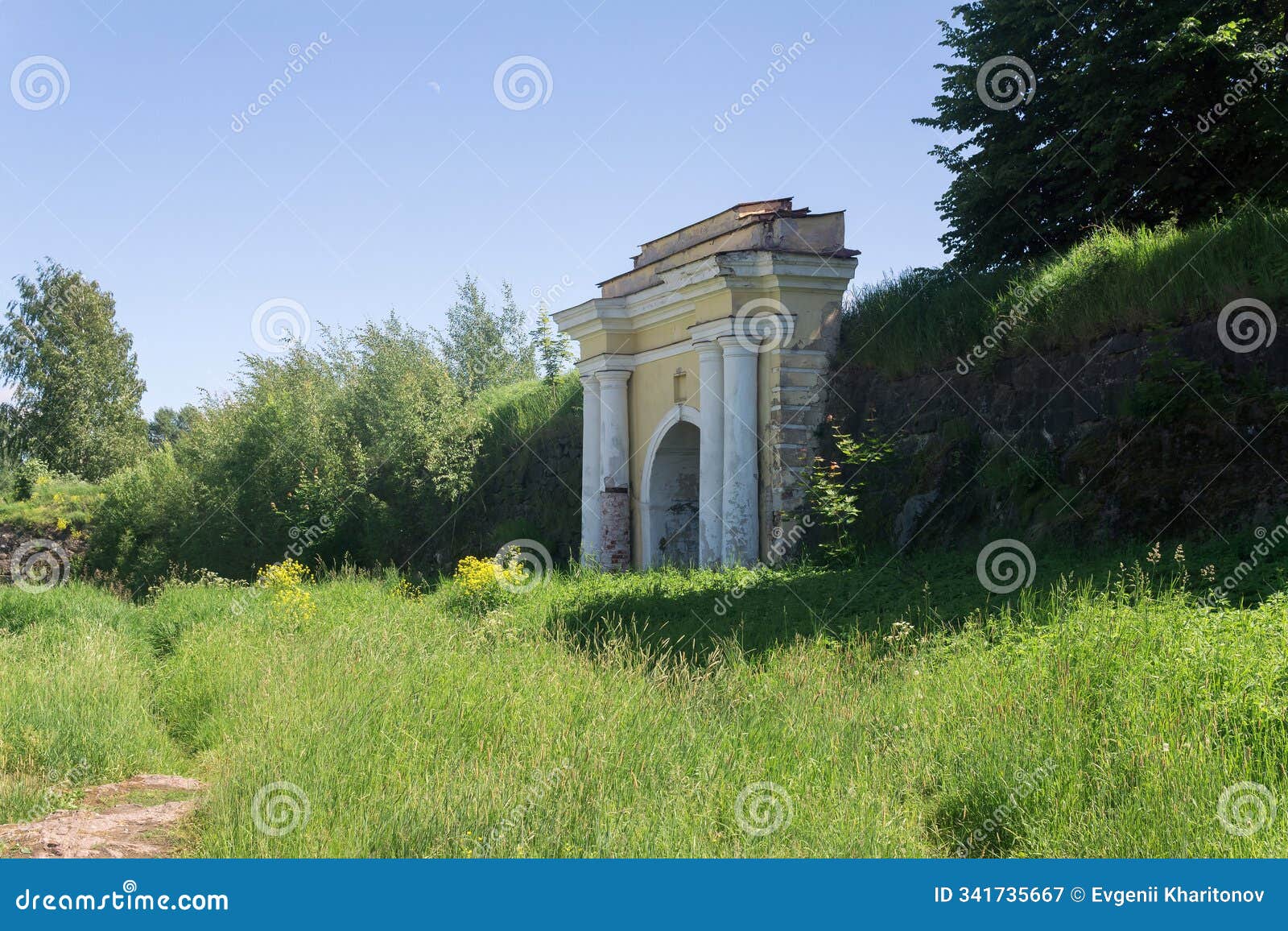 Arch with Gate, Ruins of Ancient Fortifications Stock Image - Image of ...