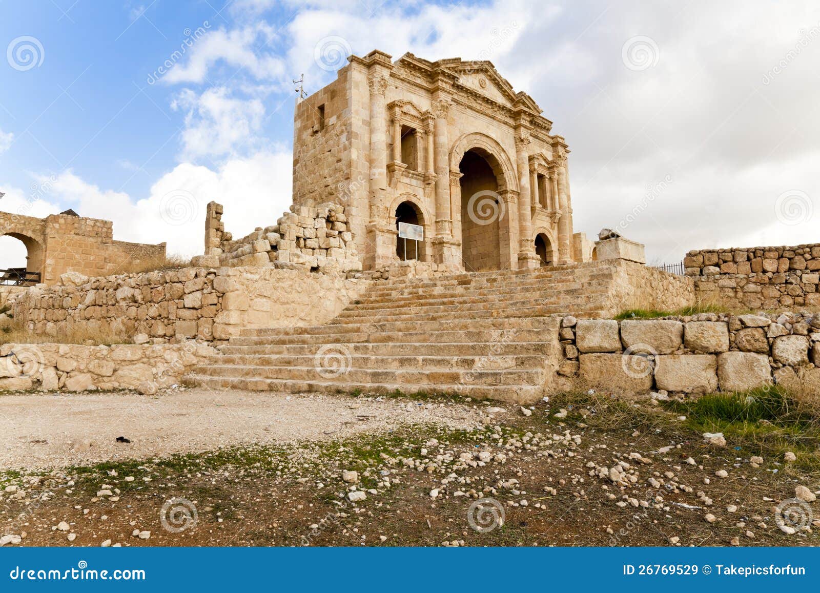 Arch of Hadrian in Ancient Jerash Stock Image - Image of civilization ...