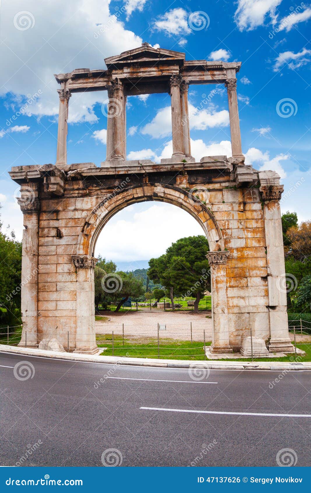 Arch of Hadrian in Athens, Greece Stock Photo - Image of famous, athens ...