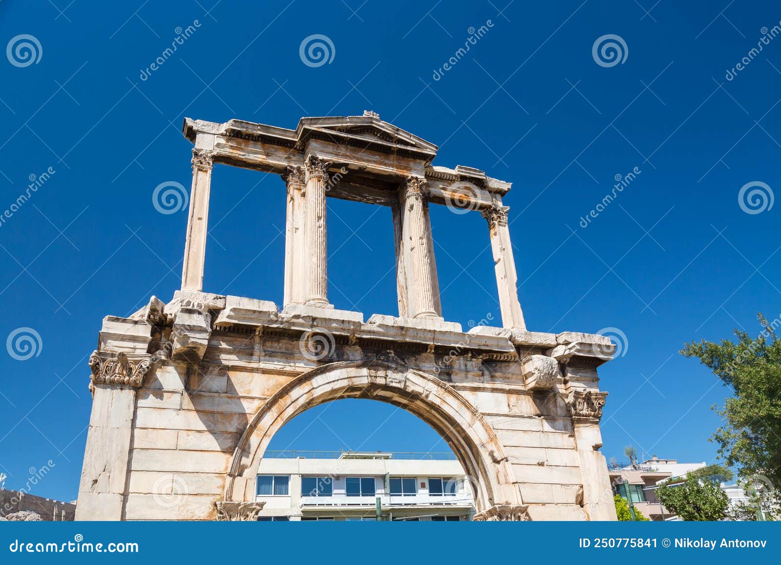 Arch of Hadrian in Athens, Greece during Summer Sunny Day Stock Image ...