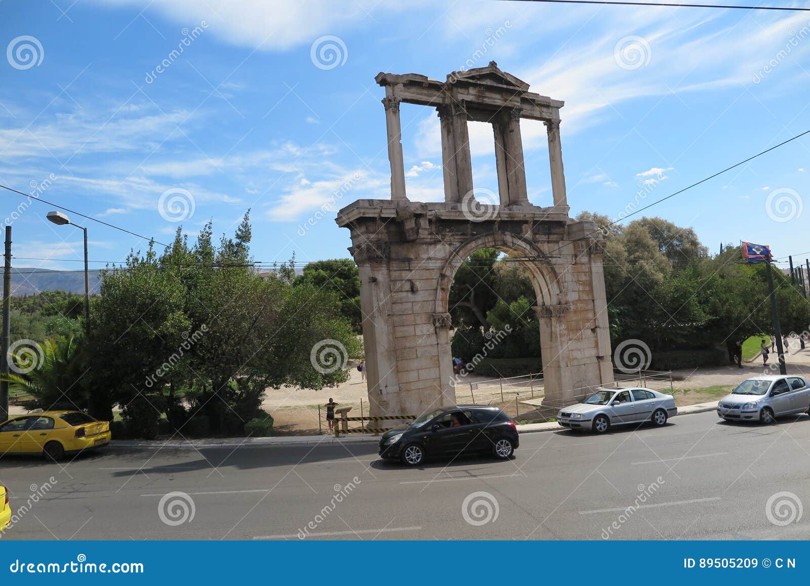 Arch Of Hadrian Or Hadrian`s Gate, Athens, Greece. One Of The Main ...