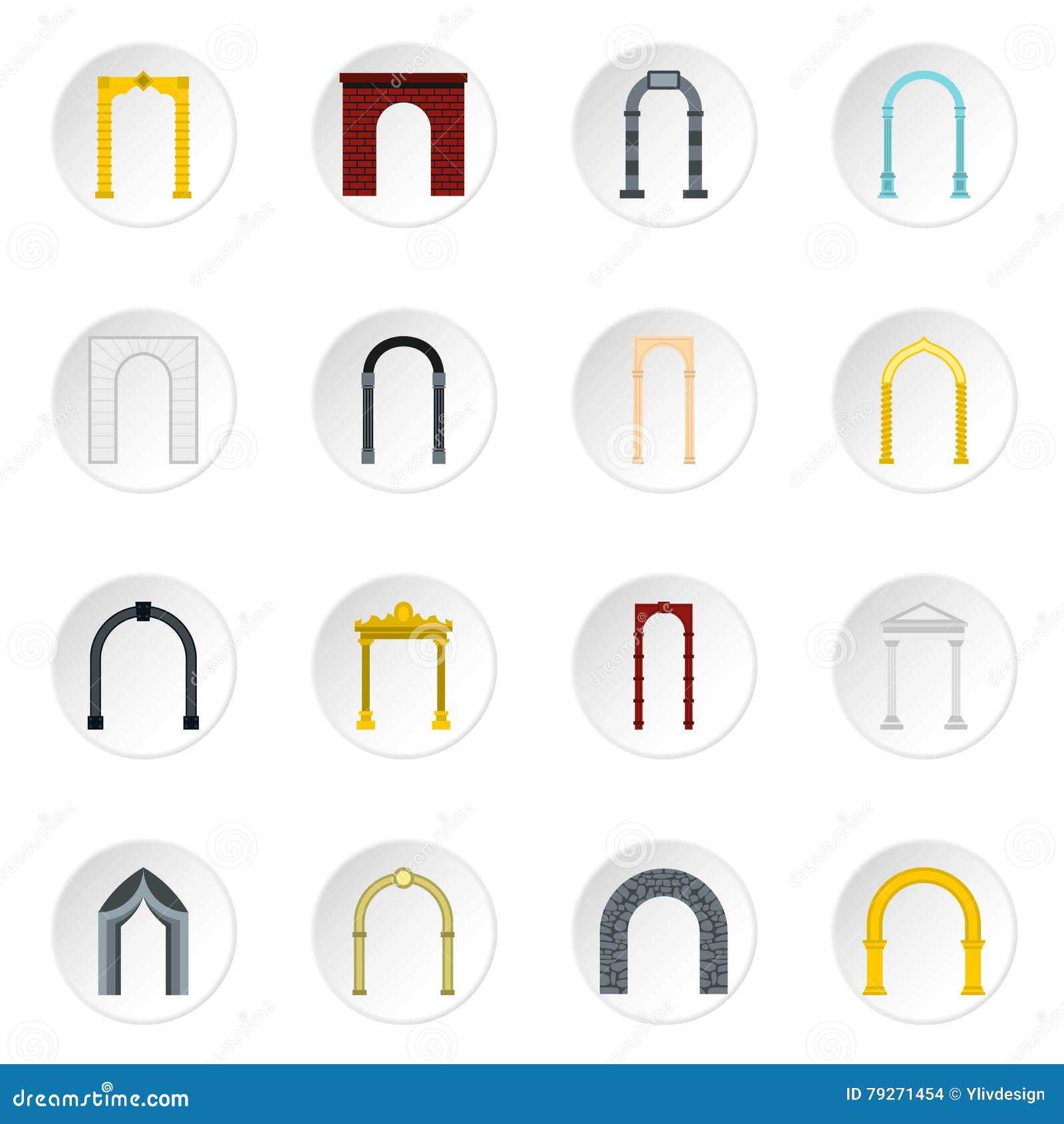 Arch icons set, flat style stock vector. Illustration of door - 79271454