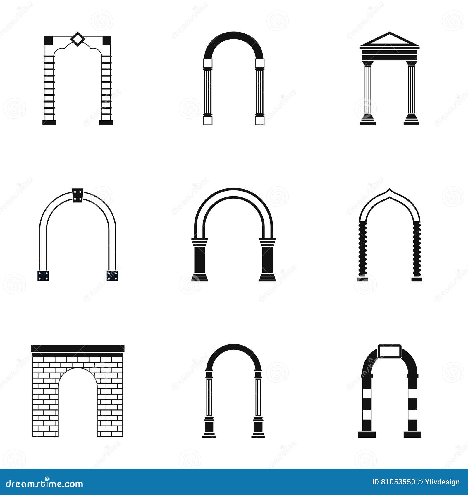 Arch Icons Set, Simple Style Stock Vector - Illustration of niche ...