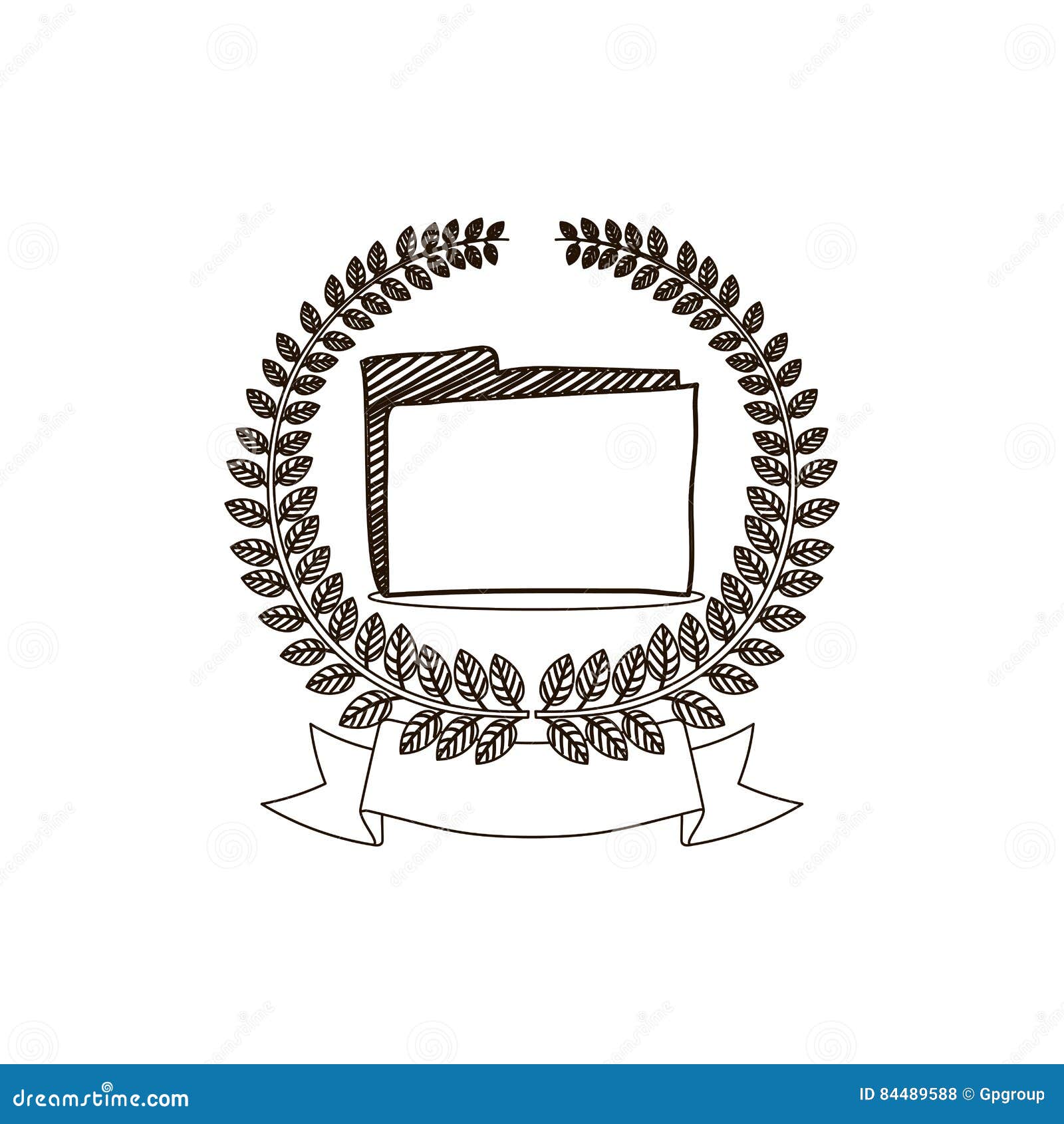 Arch of Leaves with Folder and Label Stock Vector - Illustration of ...