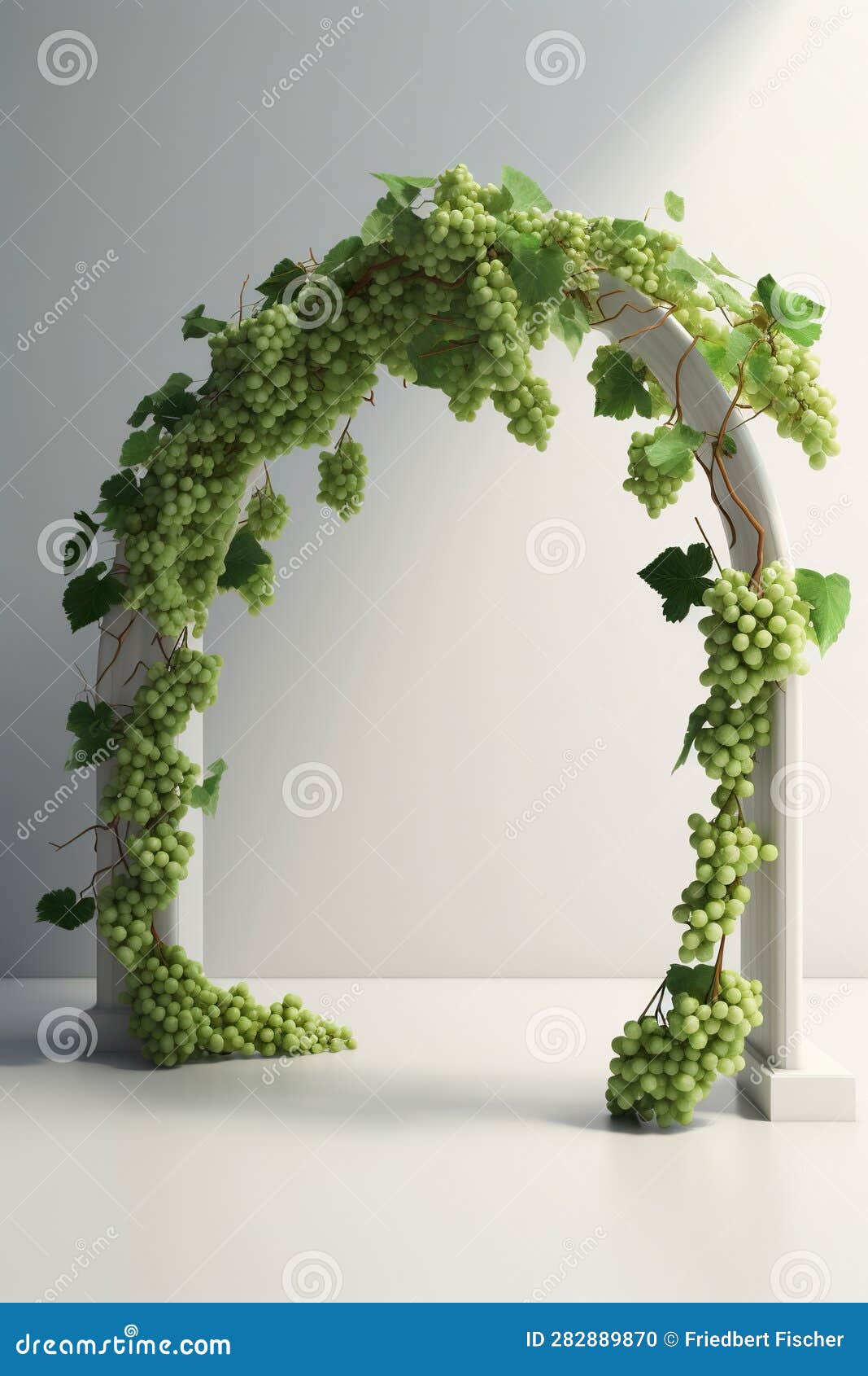 Arch Mockup, Stage or Product Display with Grape Vine and Grapes. Stock ...