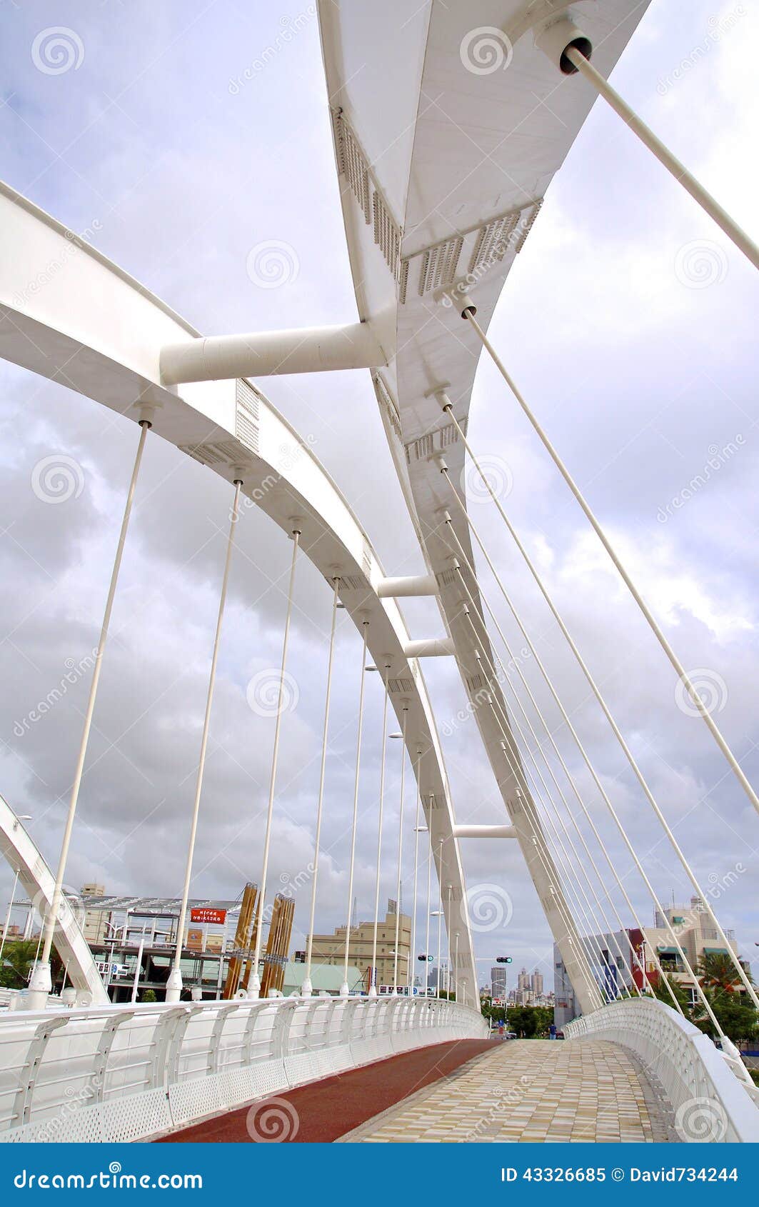 The Arch of a Modern Suspension Bridge Stock Image - Image of scenics ...
