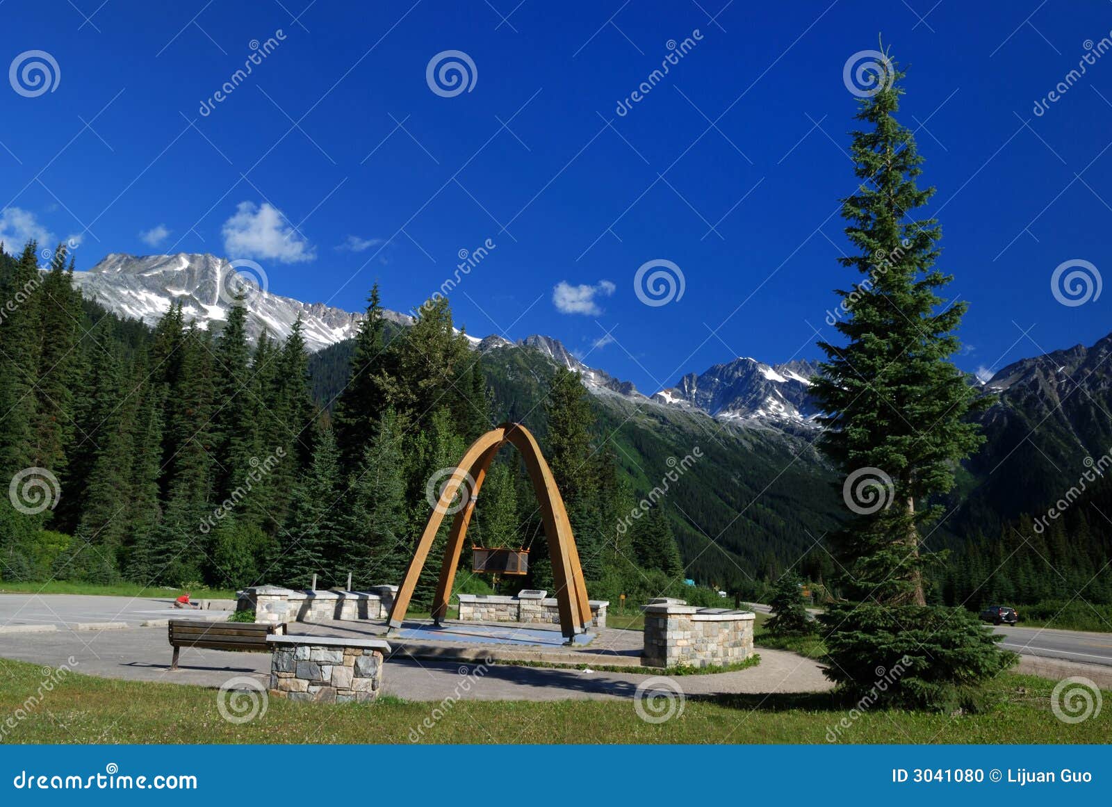 Arch and Mountain, Rogers Pass Stock Photo - Image of peak, sign: 3041080