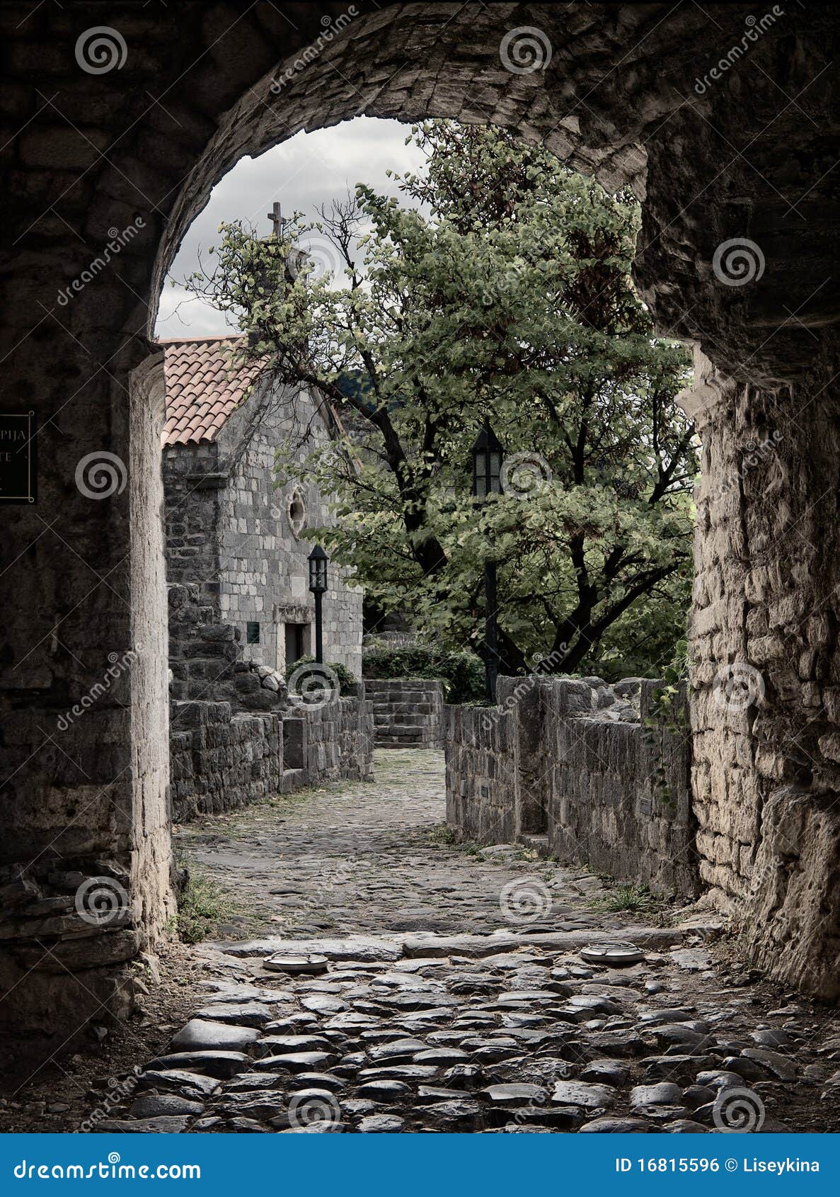 Arch pathway in old town stock photo. Image of historic - 16815596