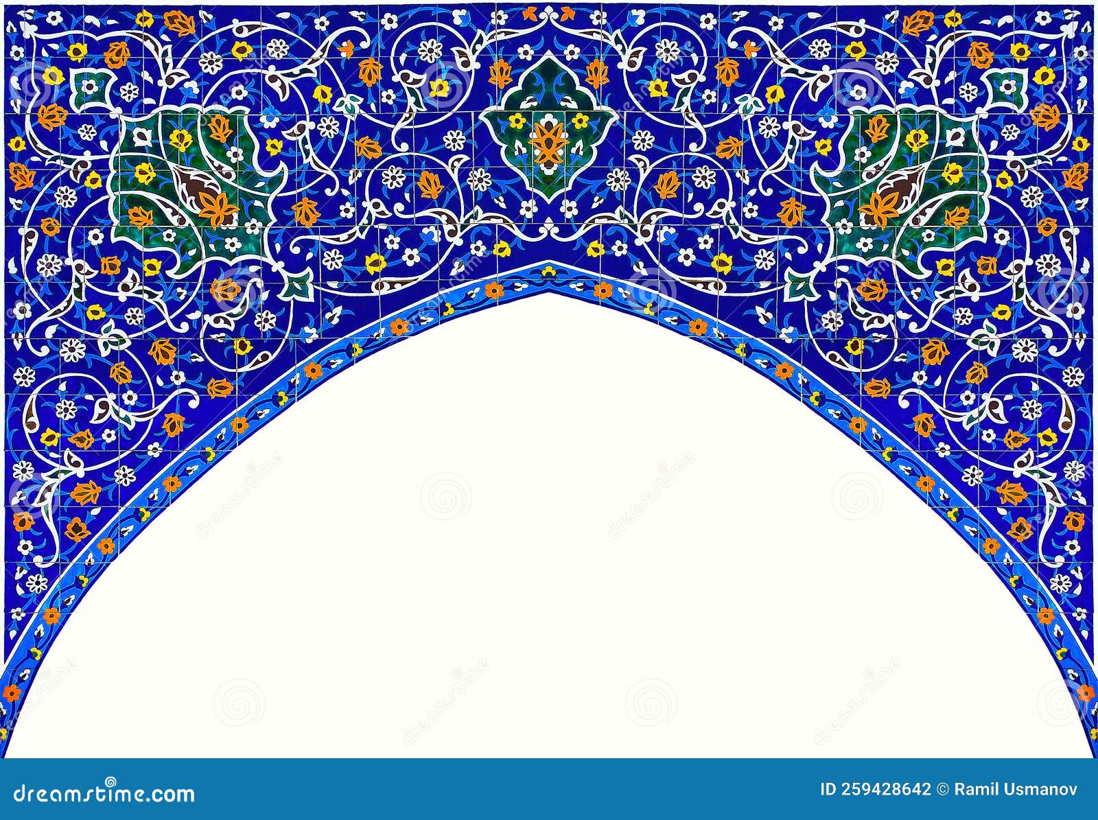 An Arch with Patterns in Arabic Style with a White Background. Stock ...