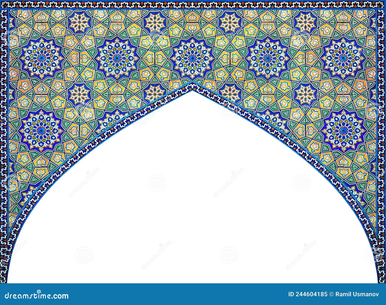 An Arch With Patterns In Arabic Style With A White Background. Royalty ...