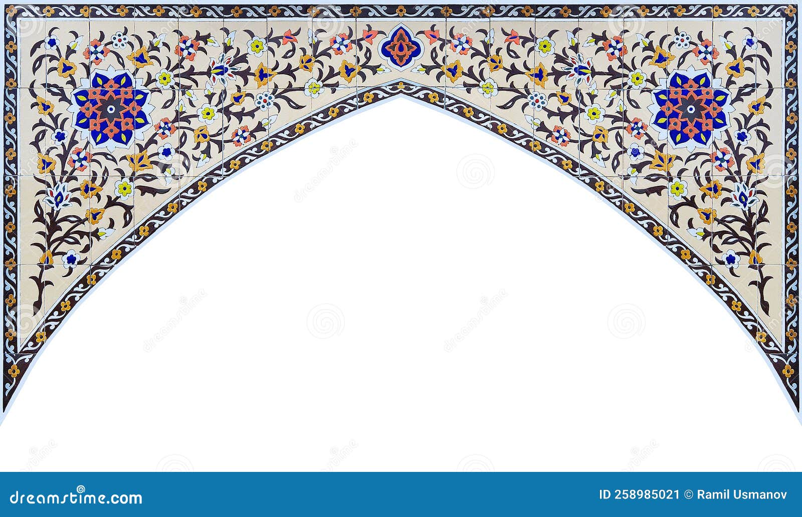 An Arch with Patterns in Arabic Style with a White Background. Stock ...