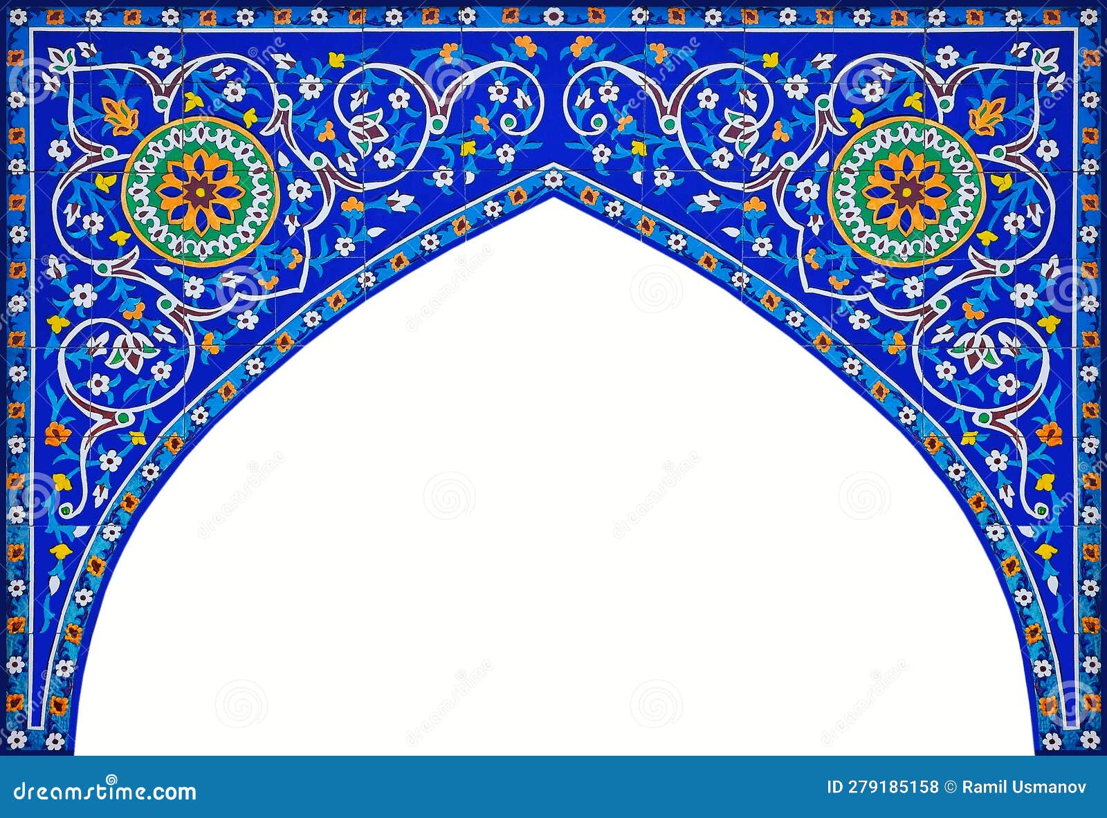 An Arch with Patterns in Arabic Style with a White Background. Stock ...
