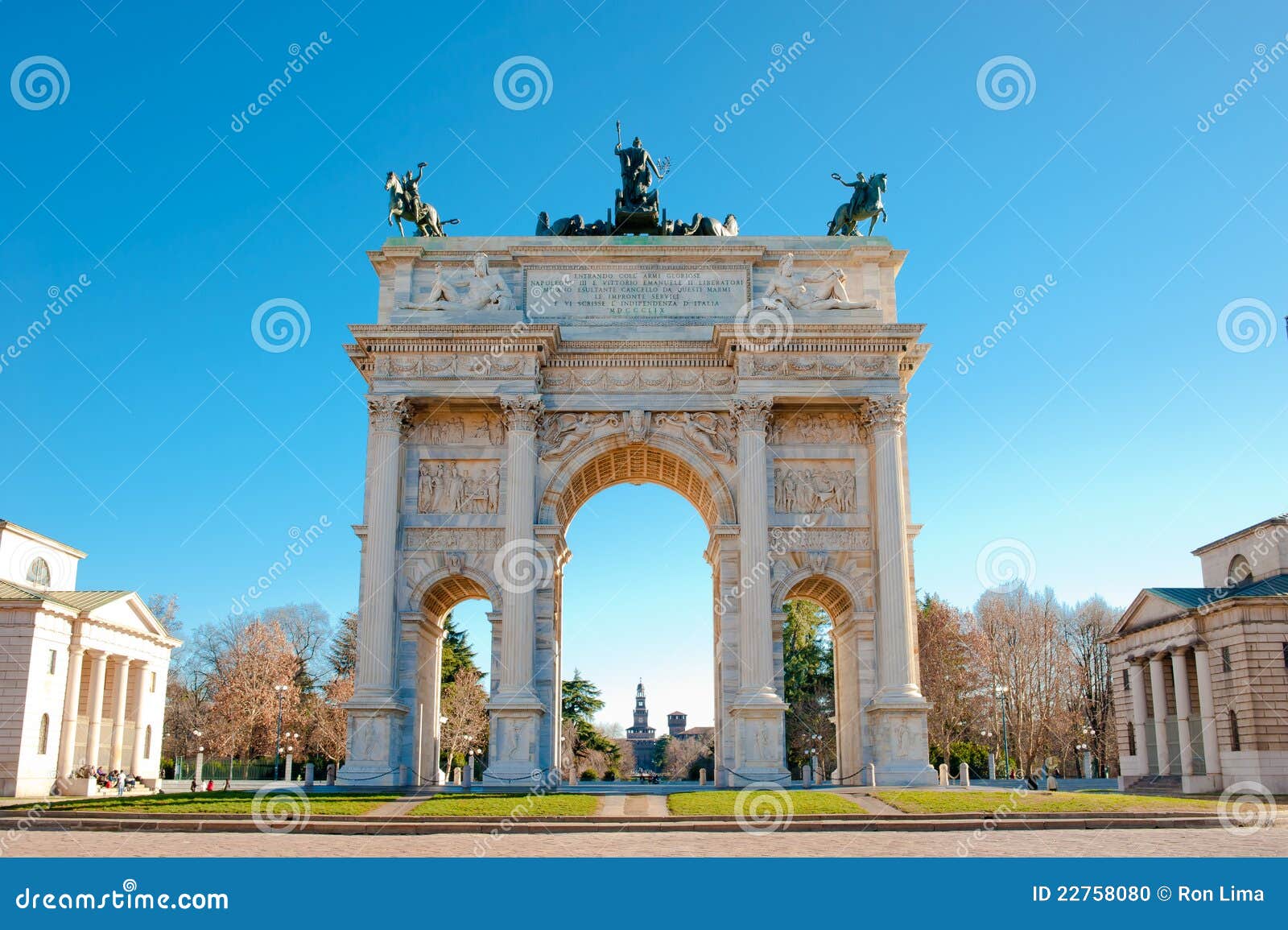 Arch of Peace of Sempione Gate in Milan Stock Photo - Image of travel ...