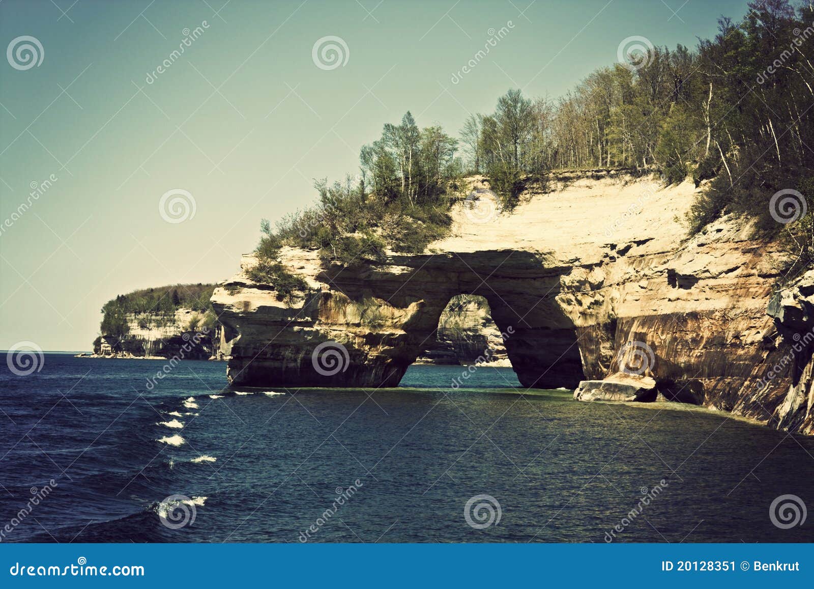 Arch in Pictured Rocks National Lakeshore Stock Image - Image of cliff ...
