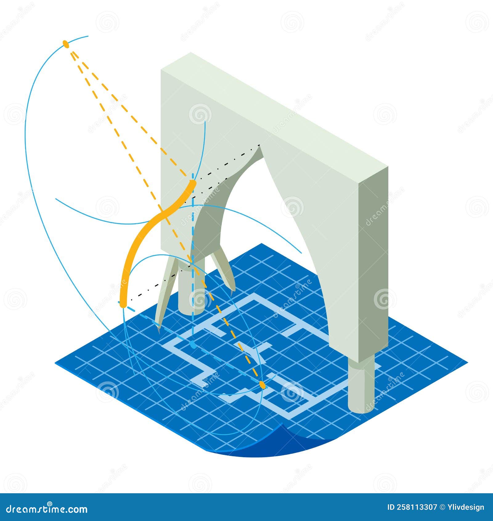 Arch Project Icon Isometric Vector. Realistic Model Figured Arch on ...