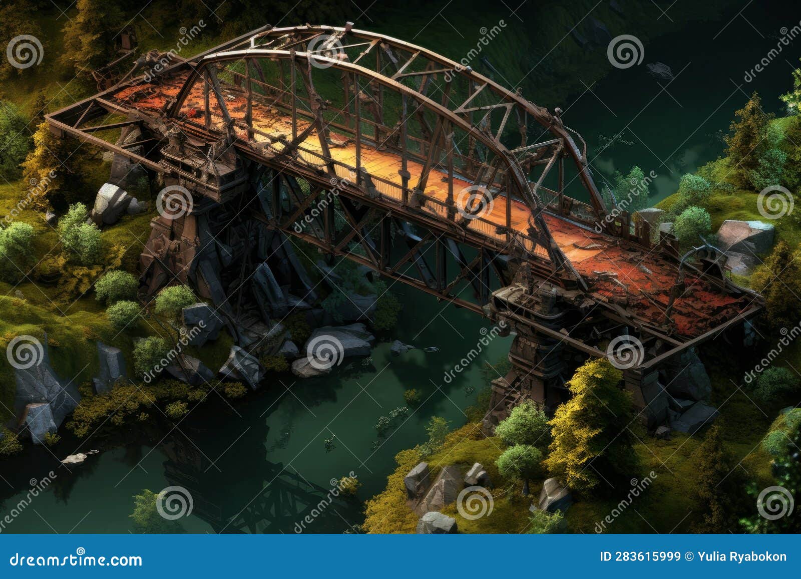 Arch Rusty Bridge. Generate AI Stock Illustration - Illustration of ...