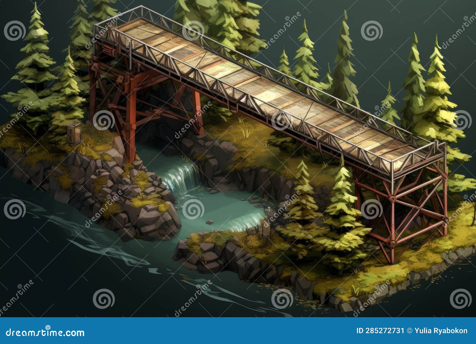 Rusty Bridge At Sunset: A Realistic Portrayal Of Light And Shadow ...