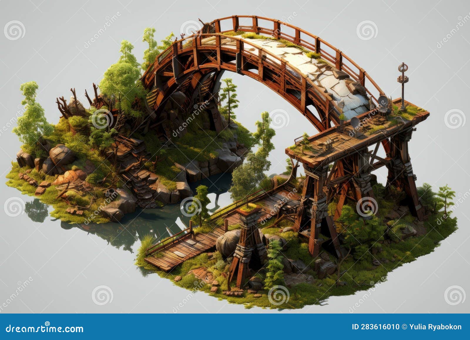 Arch Rusty Bridge Isometric. Generate AI Stock Illustration ...