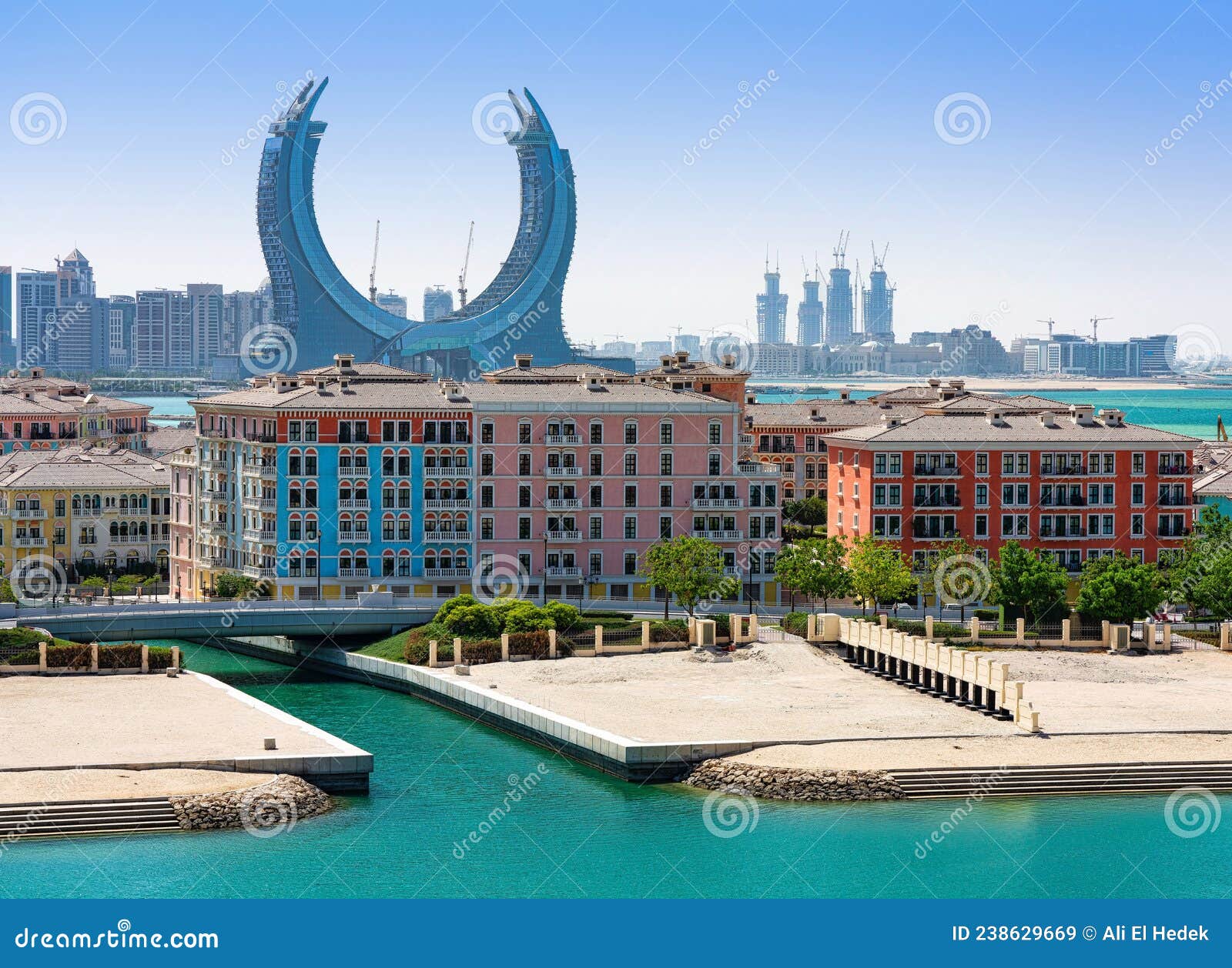 Arch Shaped Building in Doha - Qatar Stock Image - Image of plaza ...
