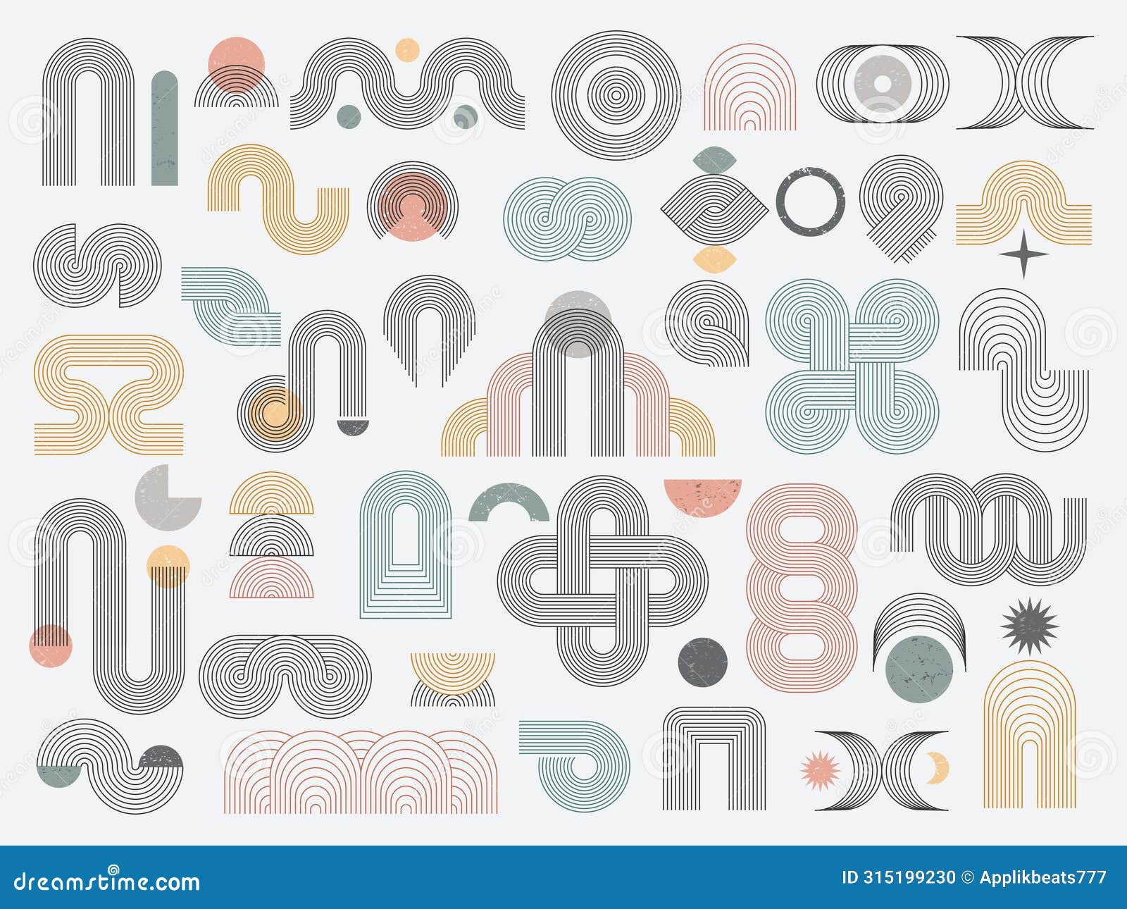 Arch Shapes. Geometric Waves Circles Figures Abstract Set in ...